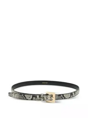 ANINE BING Nicola Buckle Leather Belt - White