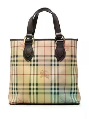 Burberry Haymarket Check Coated Canvas Tote Bag - Brown