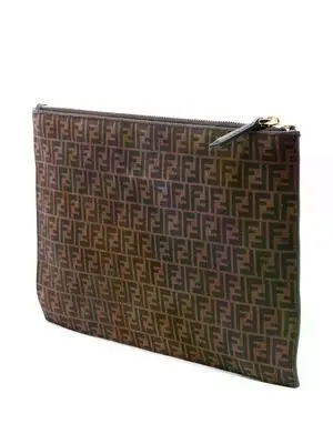 Fendi 2000-2010 Zucchino Suede Clutch Bag
