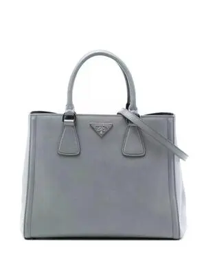 Prada Medium Bicolor Saffiano Lux Galleria Satchel - Grey