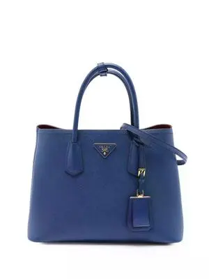 Prada 2010-2025 Medium Saffiano Cuir Double Satchel - Blue