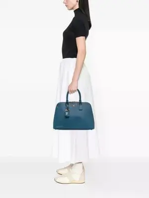 Prada Large Saffiano Lux Promenade Satchel - Blue