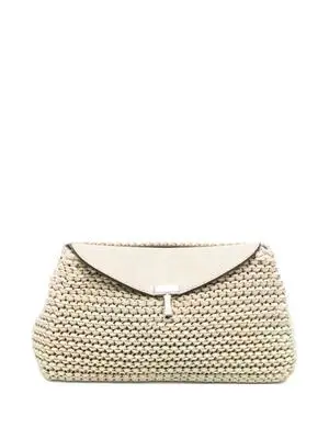 TOTEME Mini T-lock Woven Leather Clutch Bag - Neutrals