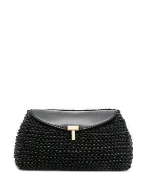 TOTEME Mini T-lock Woven Leather Clutch Bag - Black