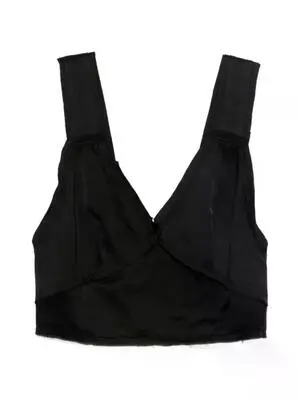 TOTEME Cropped V-neck Top - Black