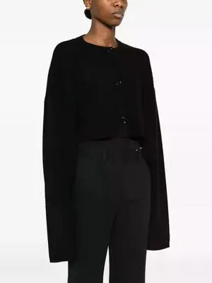 TOTEME Cropped Oversized Cardigan - Black