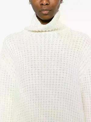 TOTEME Waffle Knit Turtleneck Sweater - White