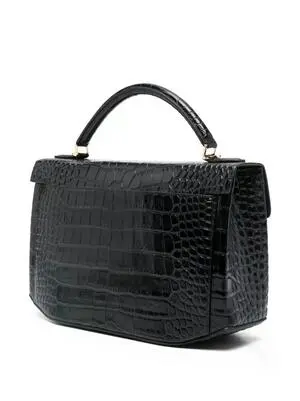 TOTEME Clip Croco-embossed Top Handle Bag - Black