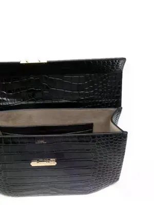 TOTEME Clip Croco-embossed Top Handle Bag - Black