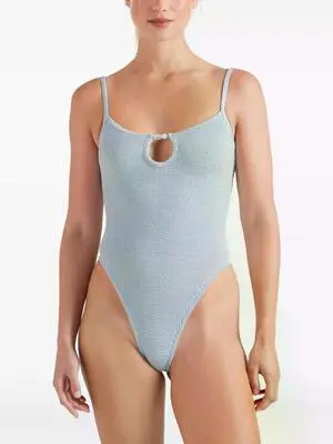 Hunza G Mia Beaded Crinkle Swimsuit - Blue