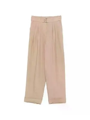 PANICALE Belted Pleated Trousers - Neutrals