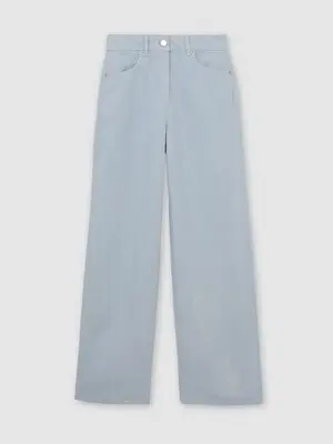REISS Lyocell-linen Wide-leg Trousers - Blue
