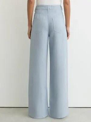 REISS Lyocell-linen Wide-leg Trousers - Blue