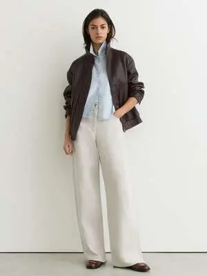REISS Lyocell-linen Wide-leg Trousers - Neutral