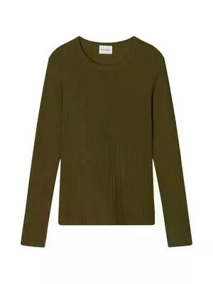 Closed Crewneck Long Sleeve Top - Green