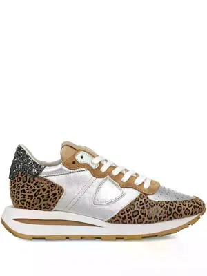 Philippe Model Leopard Print Glitter Trainers