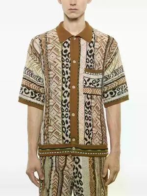 LANEUS Patterned Knitted Shirt