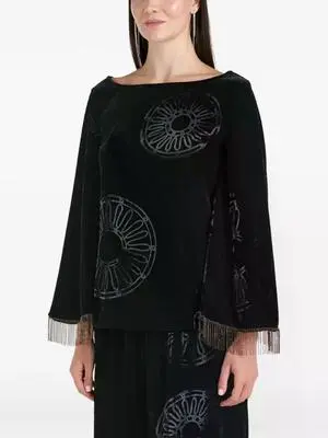 Themis Z Kyma Bell-sleeve Beaded Top