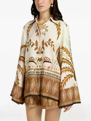 VASILIKI Patterned Wide-sleeved Blouse