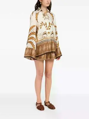 VASILIKI Patterned Wide-sleeved Blouse