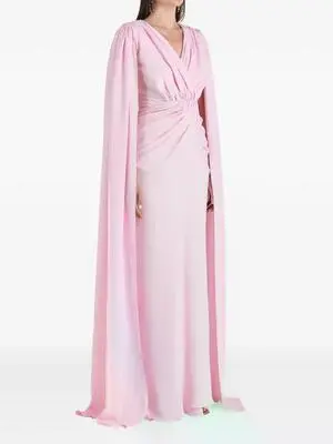 RHEA COSTA Evelyn Cape V-neck Maxi Dress