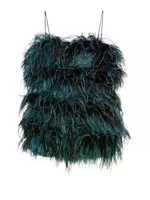 Oseree Feathered Mini Dress - Blue