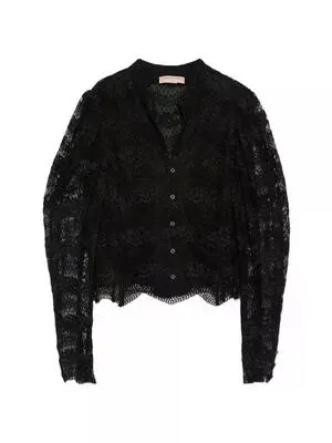 TWINSET Lace Scalloped Blouse - Black