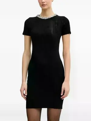 Dkny Embellished Rib Dress - Black