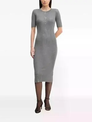 Dkny Button Ribbed Dress