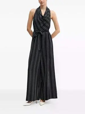 Dkny Striped Belted Jumpsuit - Black