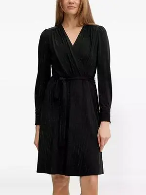 Dkny Tie Waist V-neck Dress - Black