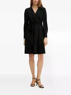 Dkny Tie Waist V-neck Dress - Black