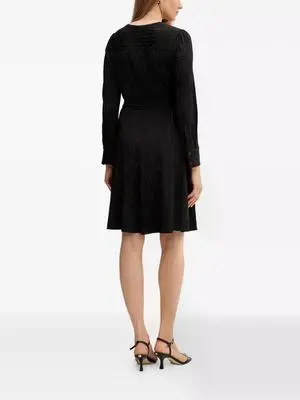Dkny Tie Waist V-neck Dress - Black