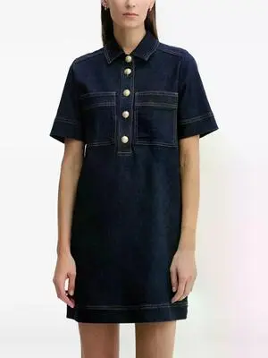 Dkny Mini Shift Button Denim Dress - Blue