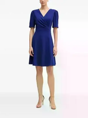 Dkny Puff-sleeve V-neck Mini Dress - Blue