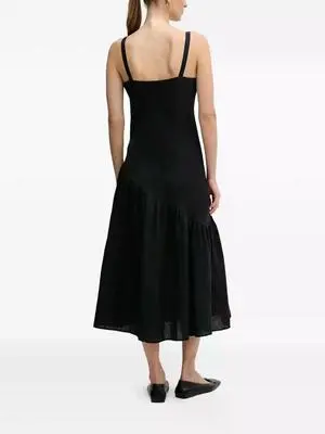 Dkny V-neck Ruffled Midi Dress - Black