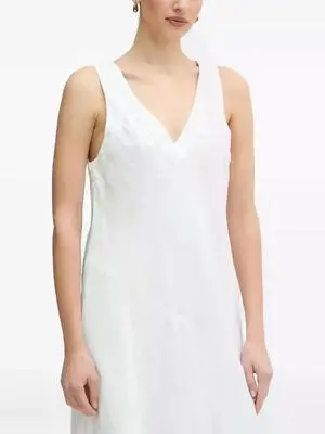 Dkny V-neck Sleeveless Midi Dress - White