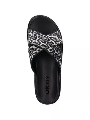 Dkny Leopard Print Crossover Slides