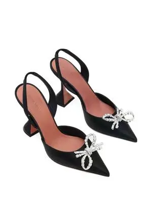 Amina Muaddi 95mm Rosie Crystal-bow Slingback Pumps - Black