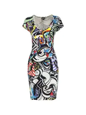 Just Cavalli Graffiti Sheath Mini Dress - White