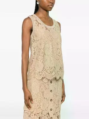 TWINSET Lace Top With Scalloped Hem - Neutrals