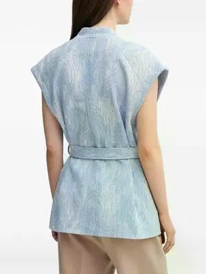 LA PETITE FRANÇAISE Vangelis Leaf-print Belted Top