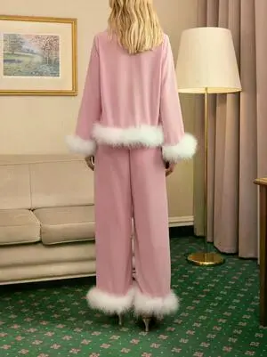 Sleeper Afrodita Faux Fur-trim Pajama Set - Pink