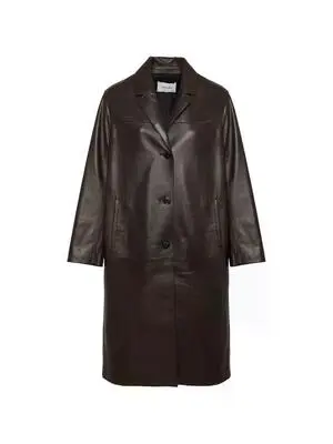 YVES SALOMON Straight Leather Coat