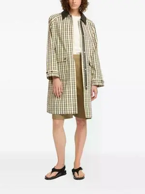 YVES SALOMON Check-pattern Coat With Leather Collar