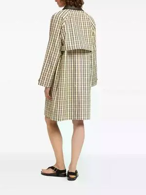 YVES SALOMON Check-pattern Coat With Leather Collar