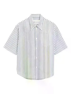 AMI Paris Striped Cotton Short-sleeve Shirt