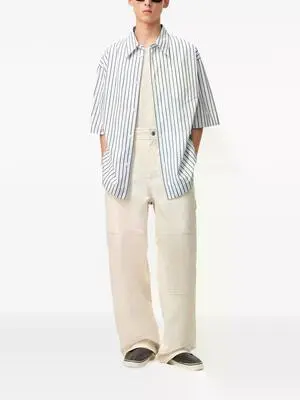 AMI Paris Striped Cotton Short-sleeve Shirt