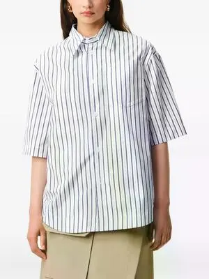 AMI Paris Striped Cotton Short-sleeve Shirt