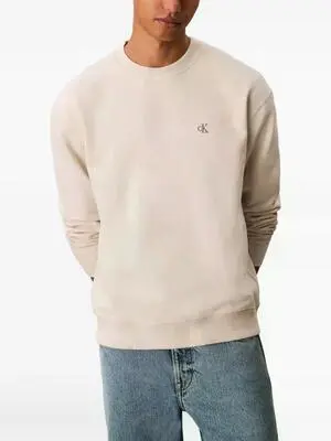 Calvin Klein Embroidered Crew-neck Sweatshirt - Neutrals